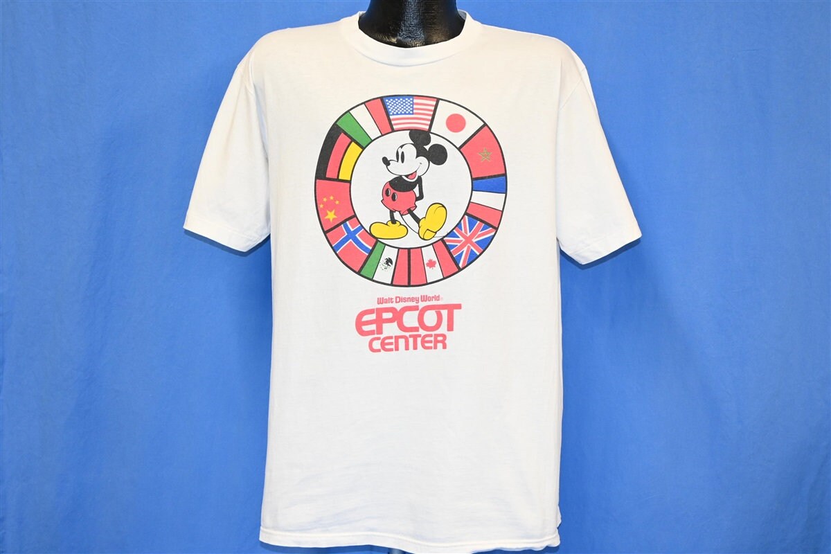 80s Mickey Mouse Epcot Center Walt Disney World Flags Theme Park T-shirt