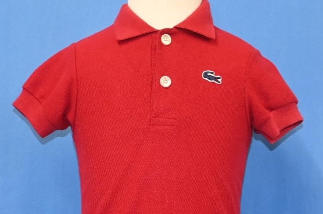 80s Izod Lacoste Red Crocodile Logo Short Sleeve Golf Polo Shirt ...