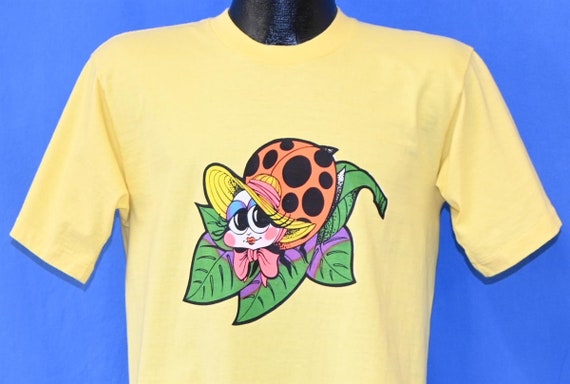 70s Ladybug Insect Cute Cartoon Neon Floral Bug Yello… - Gem