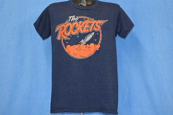 70s The Rockets Detroit Blues Rock Band Navy Blue Log… - Gem