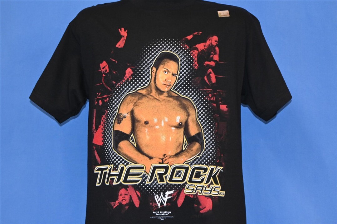 Y2K Dwayne the Rock Johnson Says WWF Smackdown Hotel Deadstock T-shirt ...