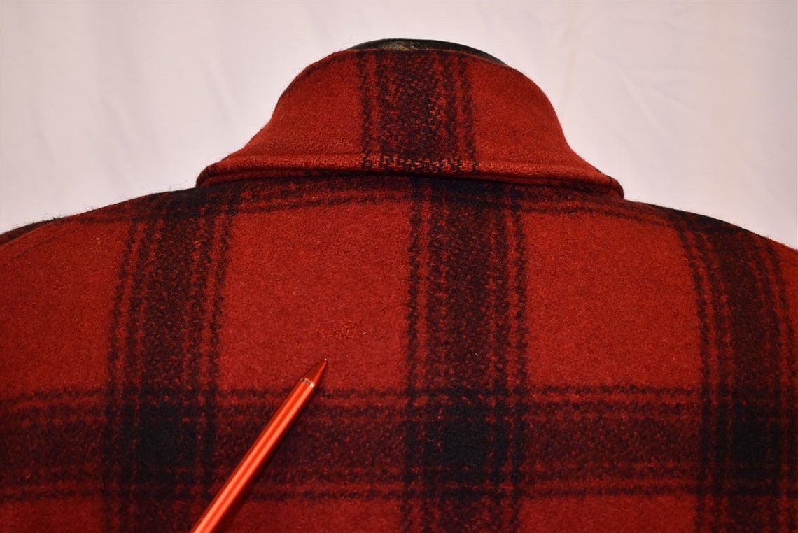 50s JC Higgins Sears Red Black Plaid Check Wool Field Coat | Etsy