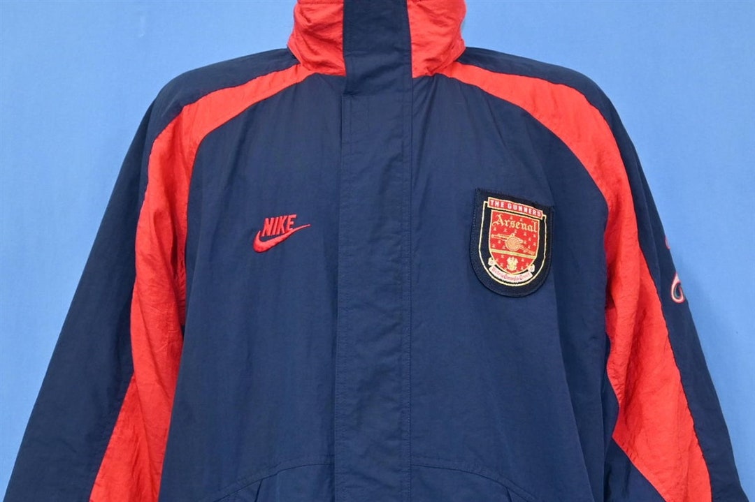 90s Nike Arsenal Football Club Gunners Zip up Drawstring Soccer Bench ...