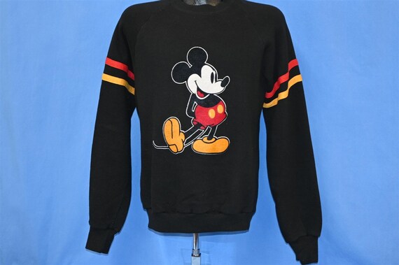 80s Mickey Mouse Walt Disney Flocked Patch Sweatshirt… - Gem