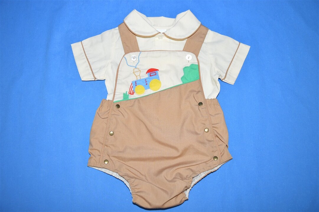80s Steam Train Baby Romper Overalls 3-6 Months - Etsy