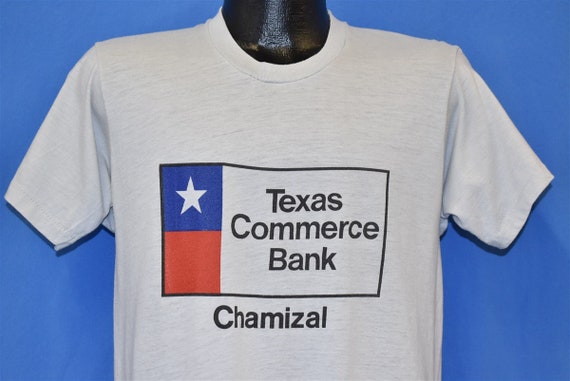 80s Texas Commerce Bank Chamizal Flag Screen Stars t-… - Gem