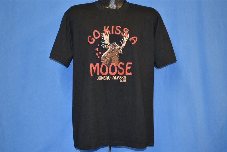 80s Go Kiss a Moose Juneau Alaska Funny Cartoon Tourist | Etsy
