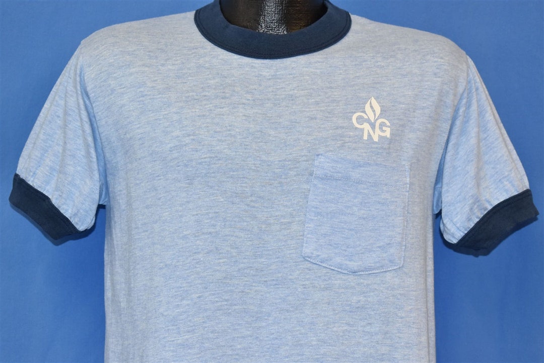 80s CNG Logo Connecticut Natural Gas Pocket Tee Ringer T-shirt Medium ...