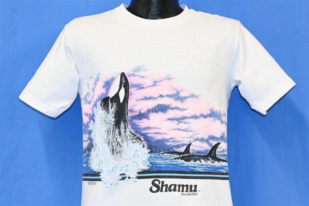 80s Shamu Seaworld Orca Killer Whale Ocean Sunset Wrap Around Souvenir ...