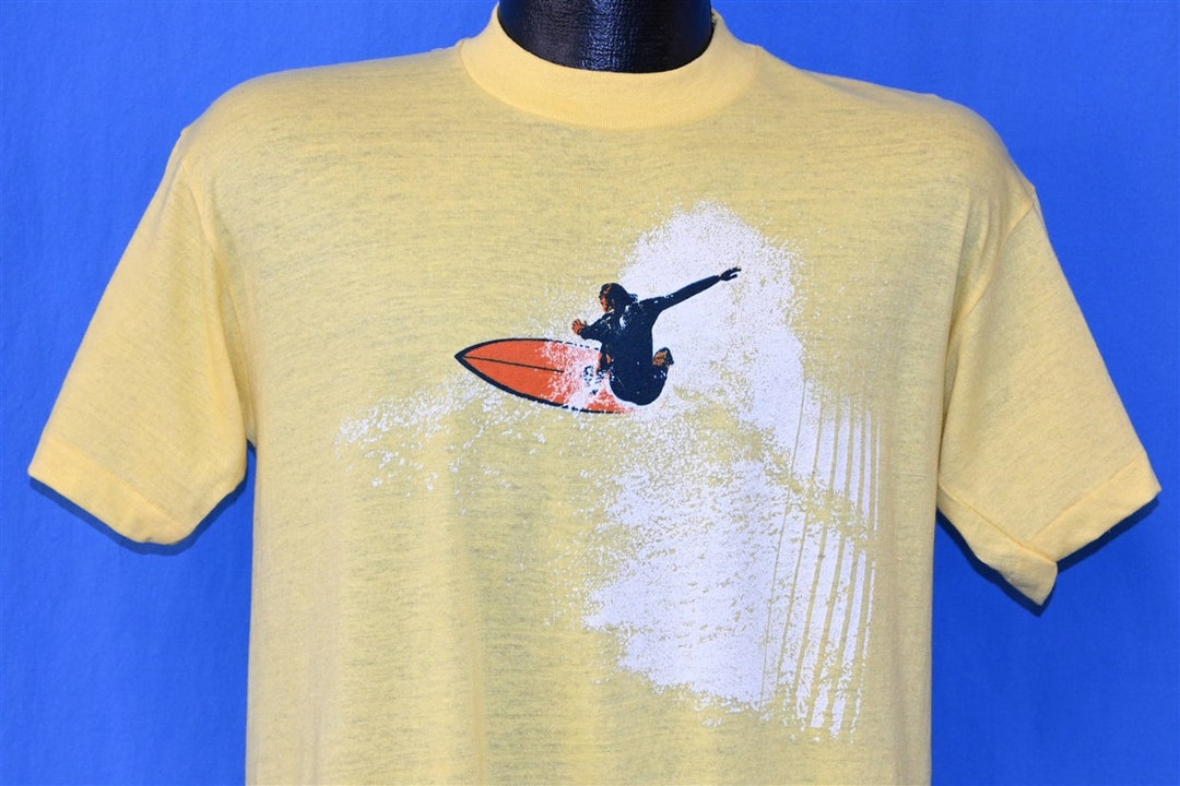 80s Surfboard Big Wave Surfing Ocean Beach Yellow T-shirt Medium - Etsy