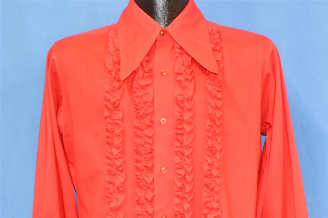 70s Monzini Red Tuxedo Ruffled Tux Formal Button Down Shirt Medium - Etsy