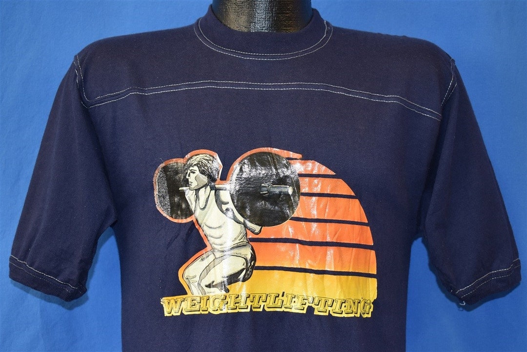 70s Weightlifting Lorne Iron on Barbell Training Jersey T-shirt S ...