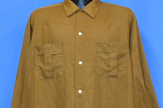 50s Penneys Towncraft Brown Solid Loop Collar Button … - Gem