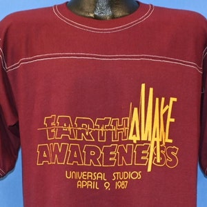 80s Earthquake Awareness Universal Studios Theme Park 1987 Ringer T ...