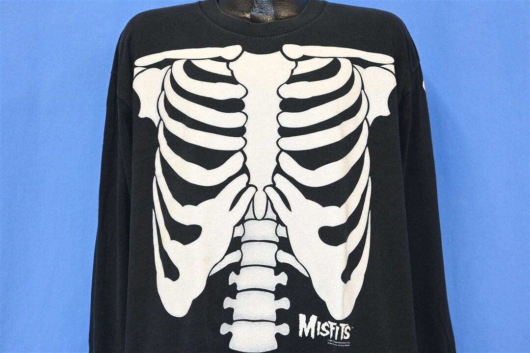 90s Misfits Skeleton Rib Cage Horror Punk Band Glow in the Dark T-shirt ...