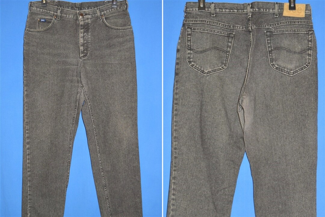 80s Lee Button Fly Black Denim Jeans Size 37 - Etsy