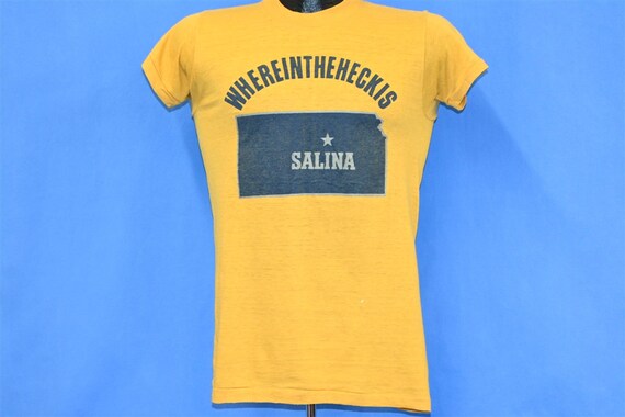80s Where in the Heck is Salina Kansas Funny Map t-sh… - Gem