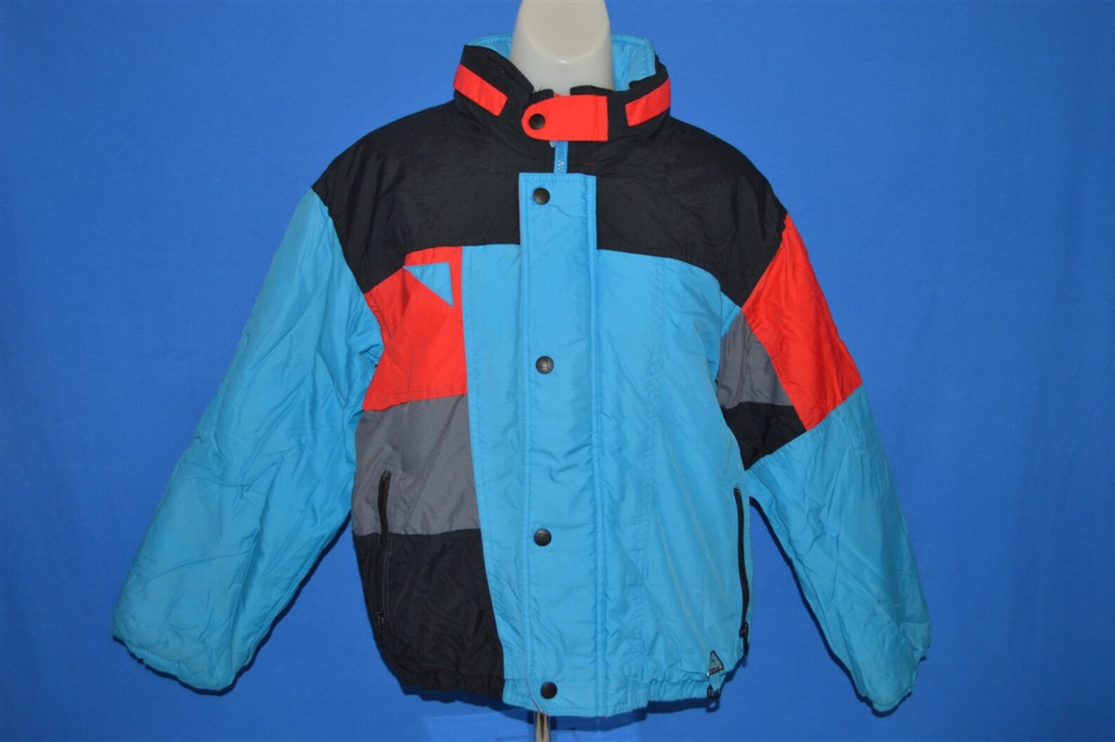 90s Color Block Turquoise and Black Ski Jacket Youth Sz 14 - Etsy