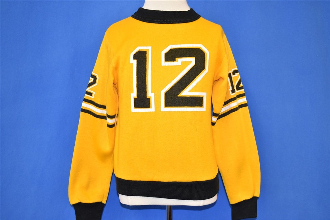 80s 13 Yellow Acrylic Jersey Sweatshirt Youth Small | Etsy