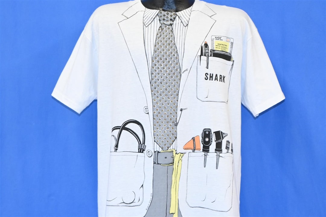 70s Doctor's Lab Coat Costume Overcoat All Over Print Leslie Arwin ...