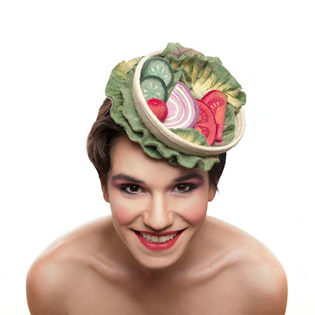 MADE TO ORDER Salad Food Hat, Wool Food Fascinator - Etsy