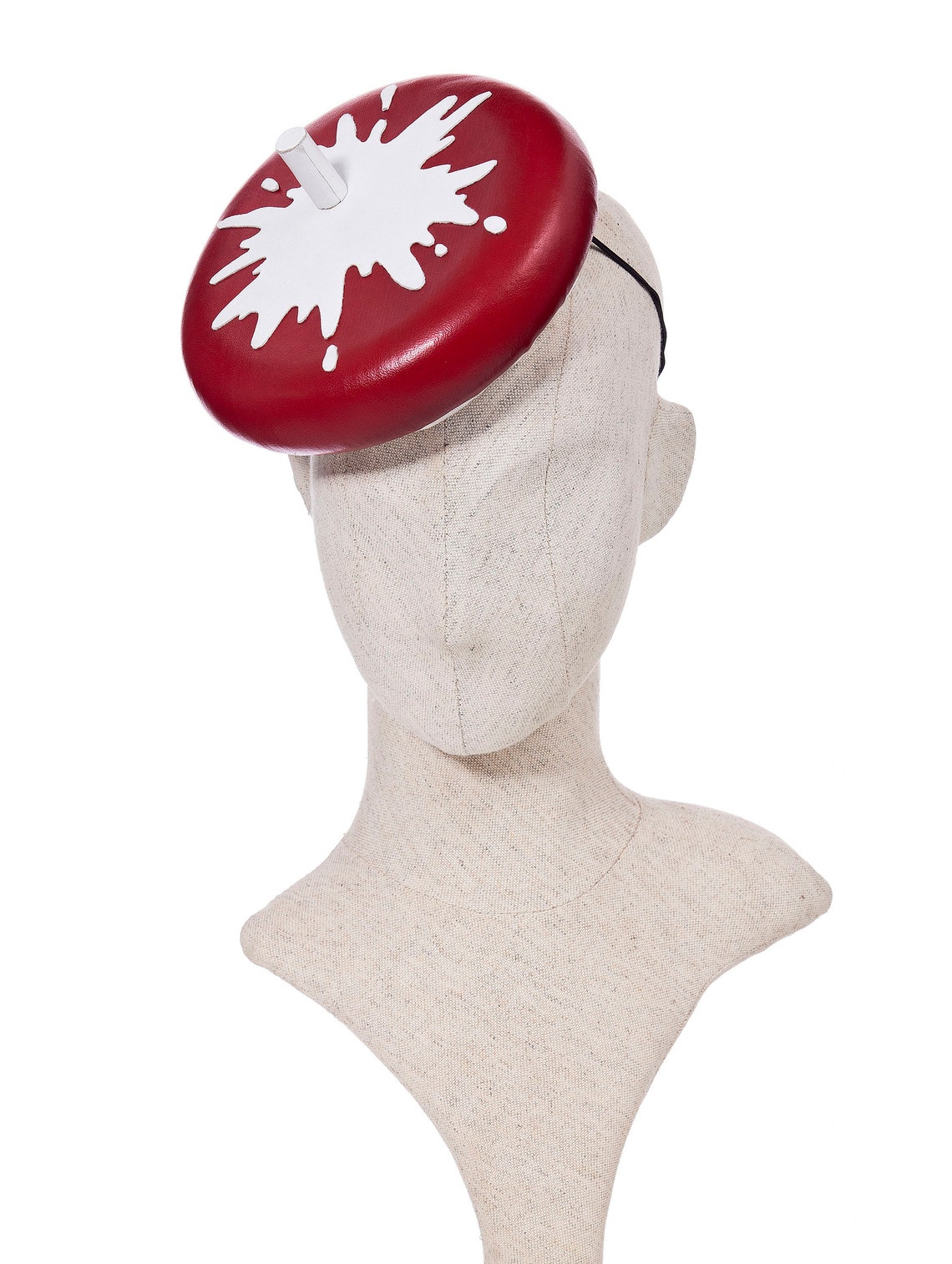 Mini Red Beret, Red and White Round Fascinator 50% OFF- ON Sale - Etsy