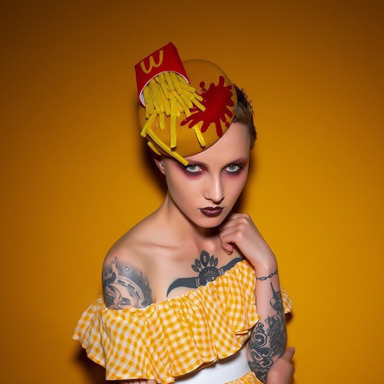 Mc Donalds French Fries Headpiece, Fast Food Fascinator, Ketchup and ...