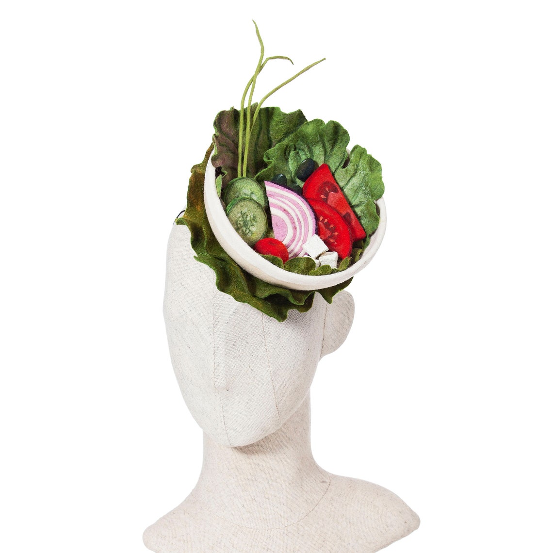 MADE TO ORDER Salad Food Hat, Wool Food Fascinator - Etsy