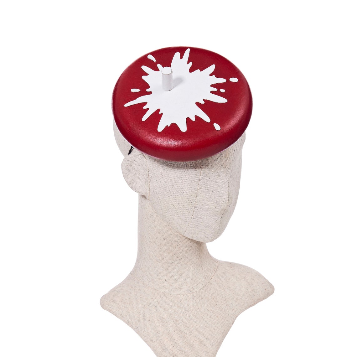 Mini Red Beret, Red and White Round Fascinator 50% OFF- ON Sale - Etsy