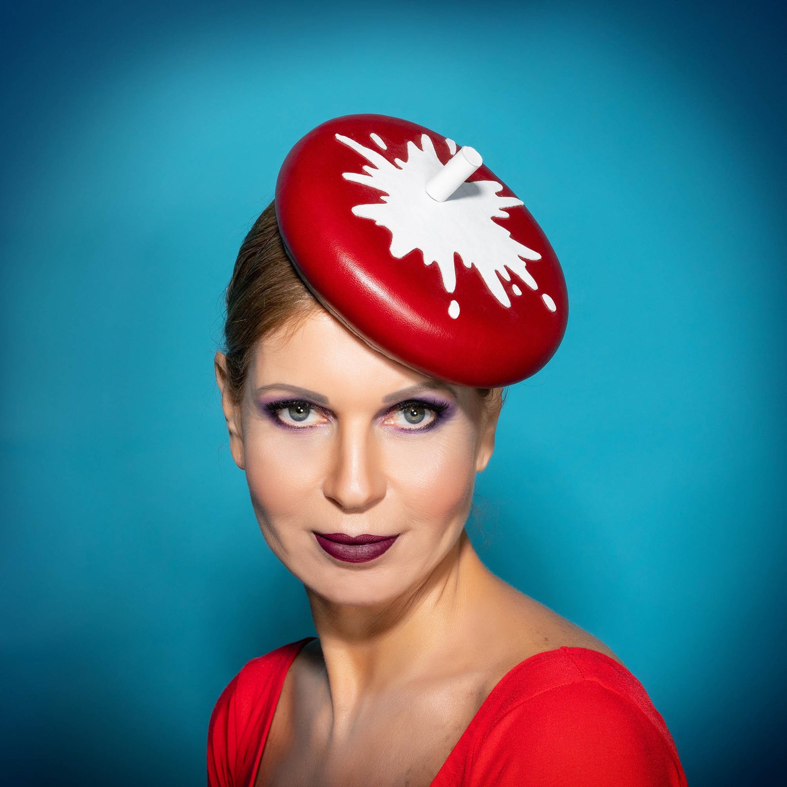 Mini Red Beret, Red and White Round Fascinator 50% OFF- ON Sale - Etsy