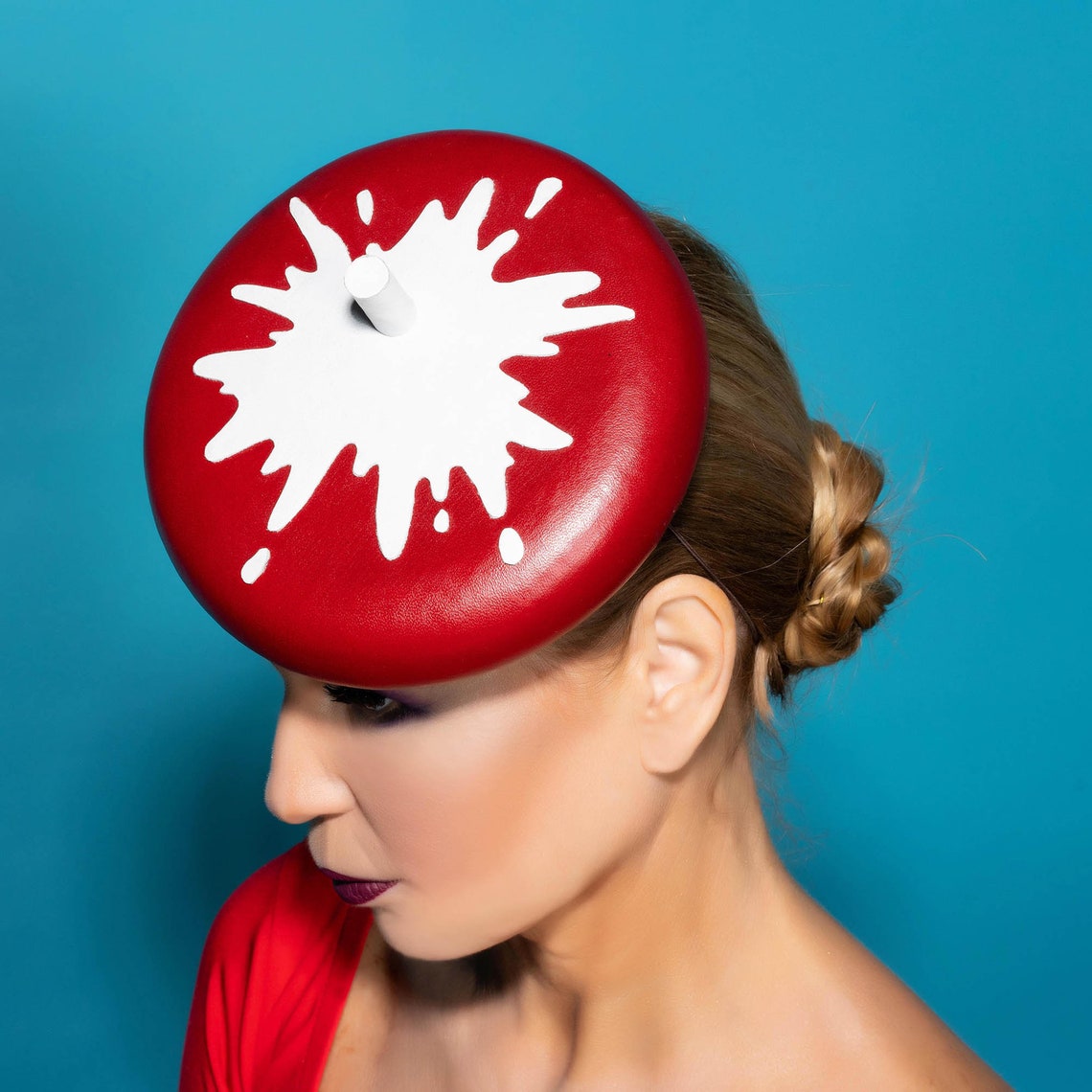 Mini Red Beret, Red and White Round Fascinator 50% OFF- ON Sale - Etsy