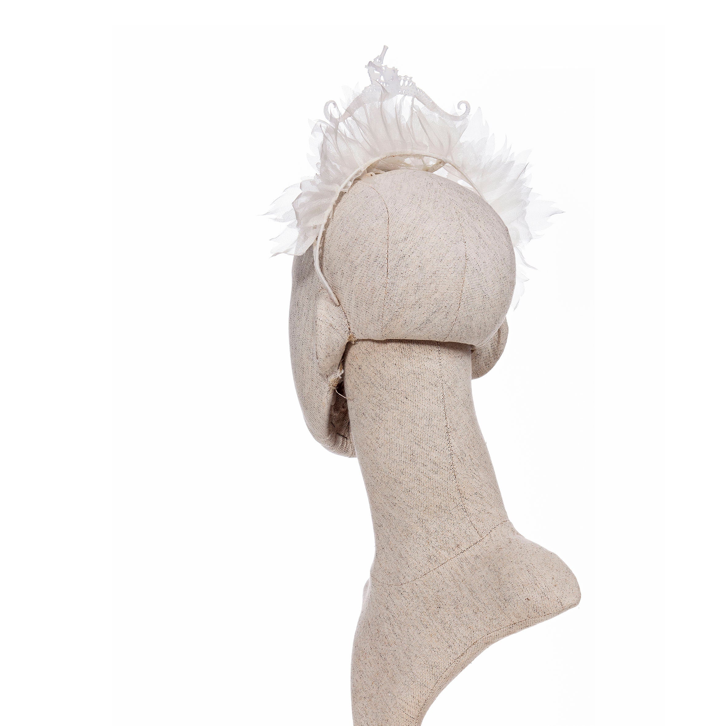 Plexiglass Laser Cut Sea Horses, Silk Petals Headband, Bridal Tiara 50% ...