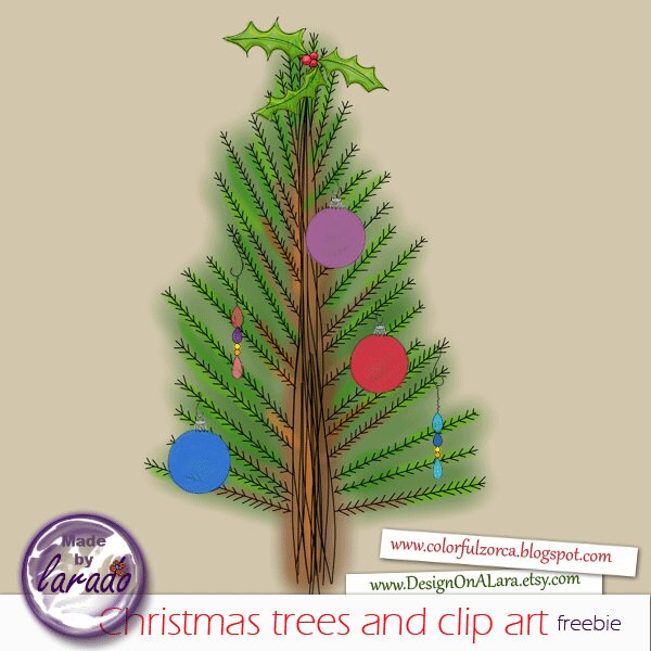 Colored Christmas Tree Clipart Digital Graphics Christmas - Etsy