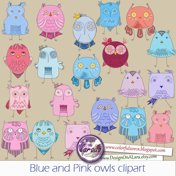 Pink Owl Clipart - Etsy