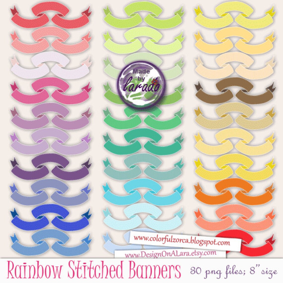 Stitched Banners, Ribbon Banners Clipart, Text Banner Clipart, Rainbow ...