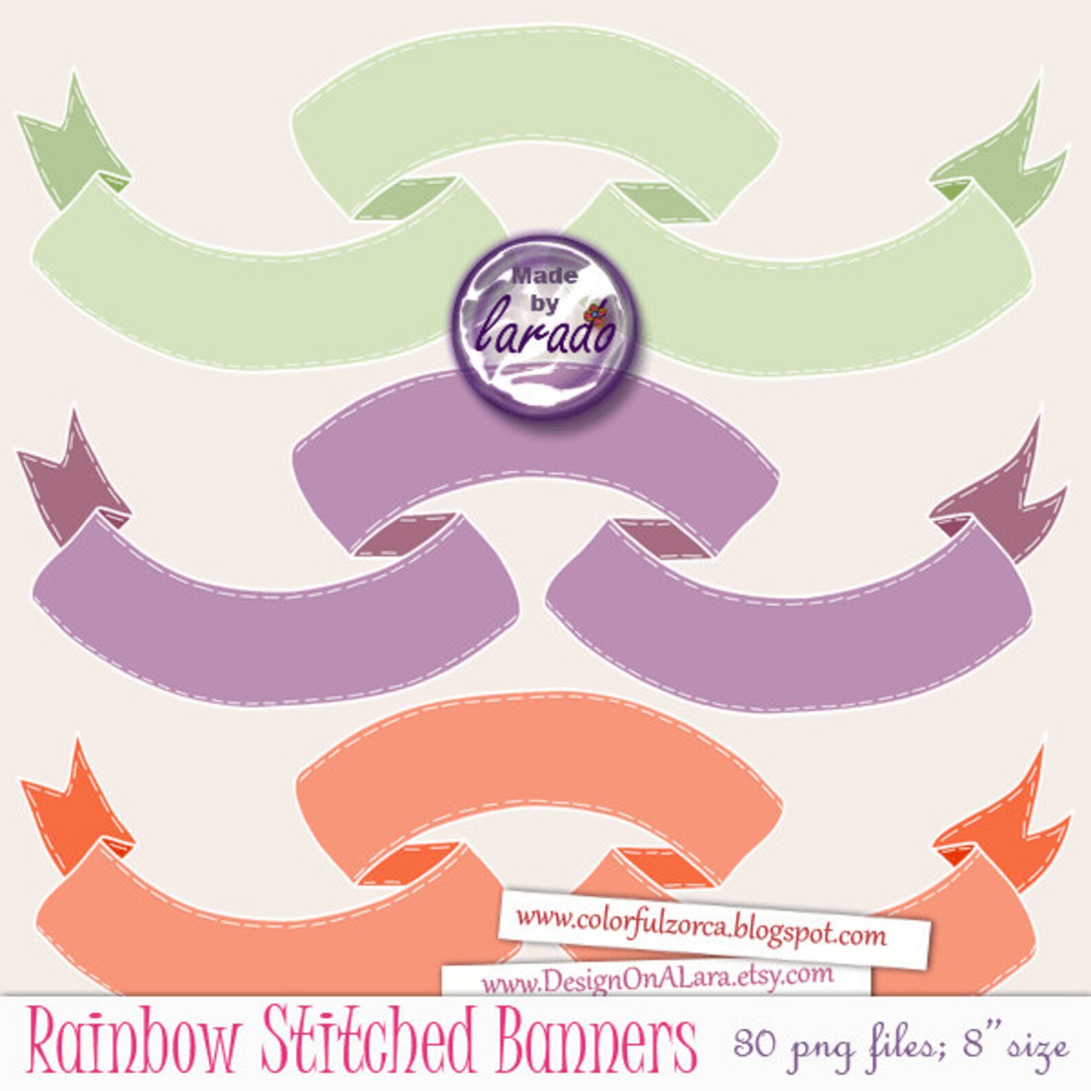 Stitched Banners, Ribbon Banners Clipart, Text Banner Clipart, Rainbow ...
