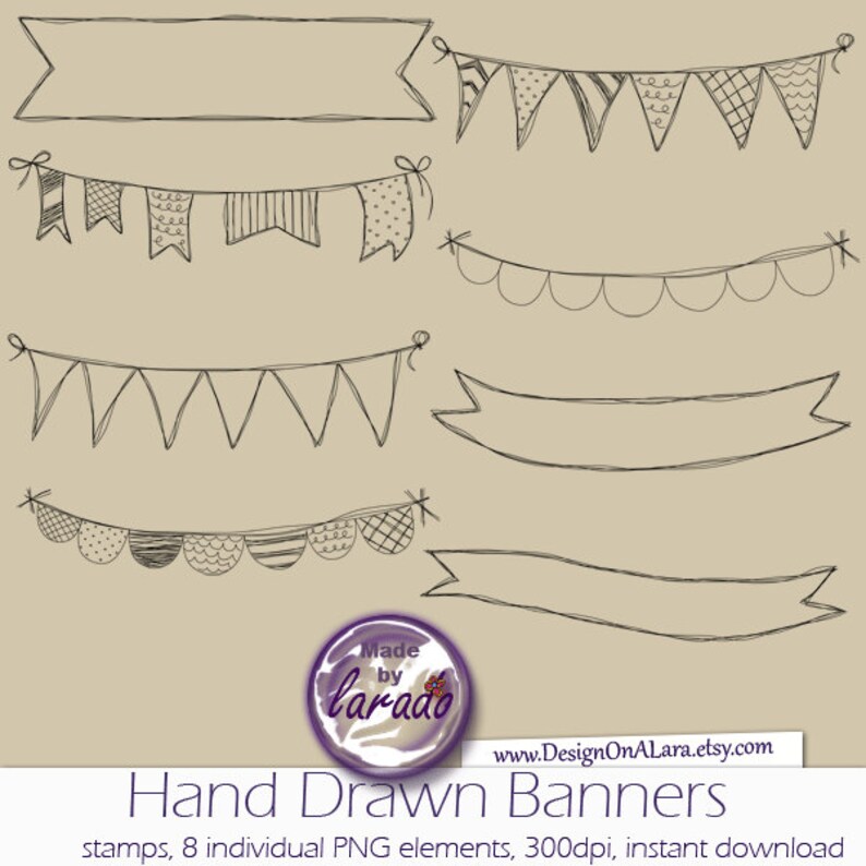 Hand Drawn Banners Clipart, Banner Clip Art, Vector Banner Ribbon ...