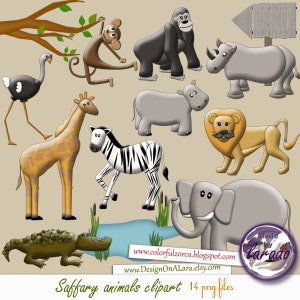 Safari Jungle Animals Digital Clipart, Safari Animal Clipart, Safari ...