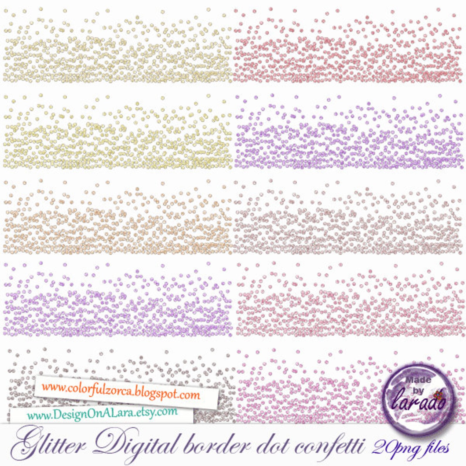Glitter Digital Border Dot Confetti, Glitter Borders, Glitter Confetti ...
