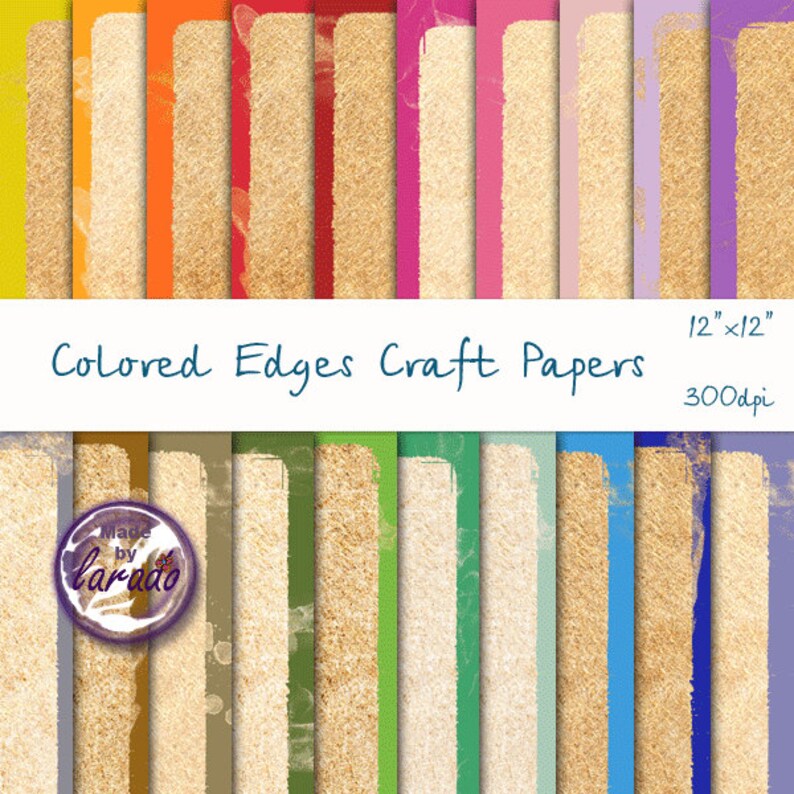 Colored Edges Craft Papers: Digital Paper Pack for - Etsy