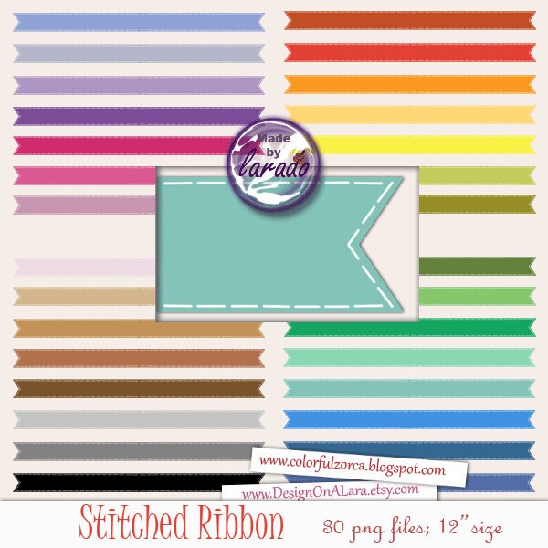 Stitched Ribbons Multicolored Ribbons Digital Ribbons - Etsy