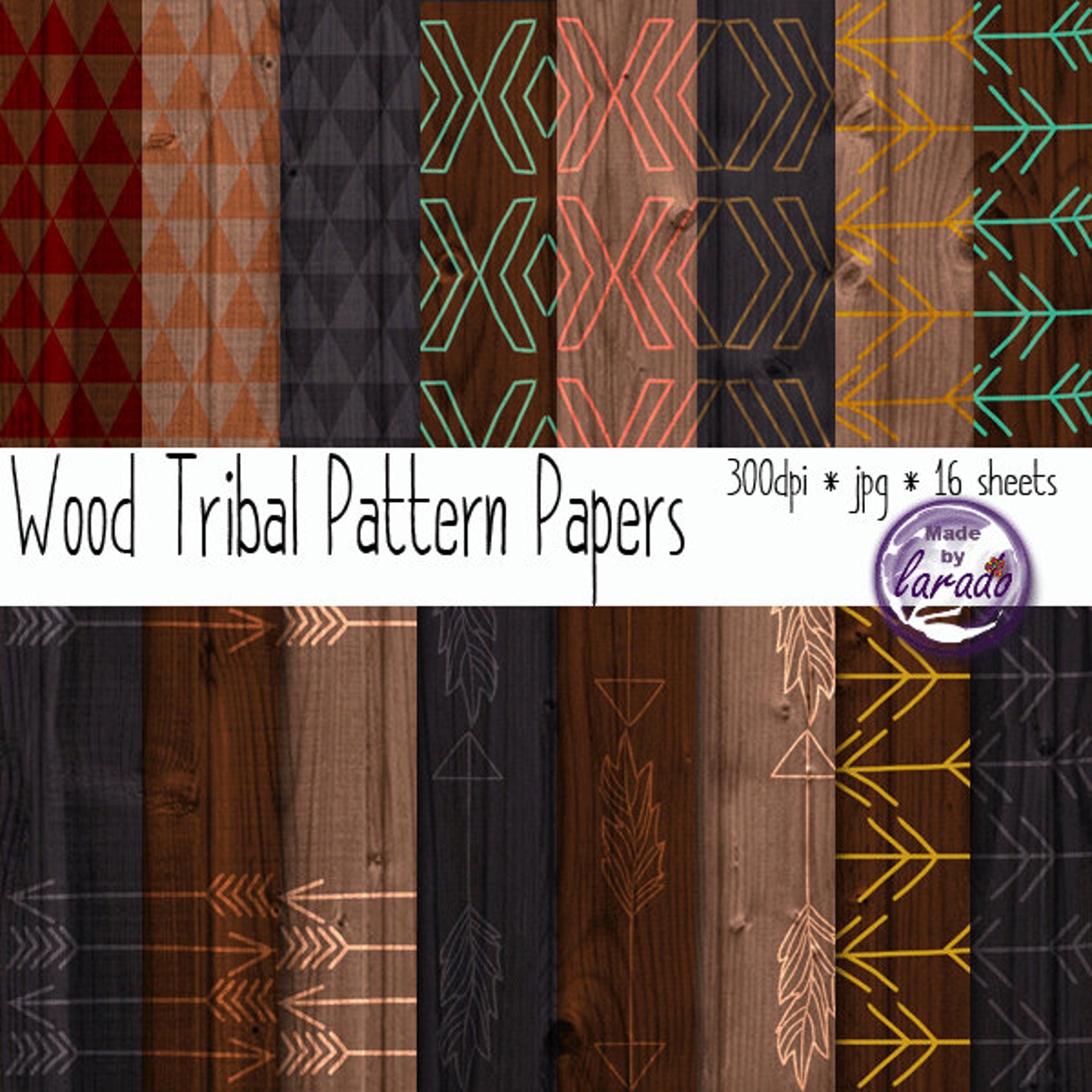 Wood Tribal Pattern Papers Tribal Patterns in Brown Beige - Etsy