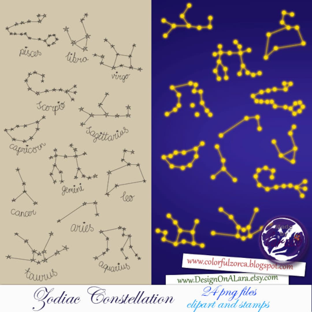 Constellation Clipart, Zodiac Clip Art, Star Signs Clipart, Zodiac ...