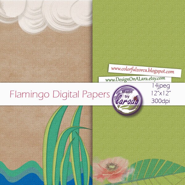 Flamingo Digital Papers Flamingo Colors Canvas Patterns - Etsy