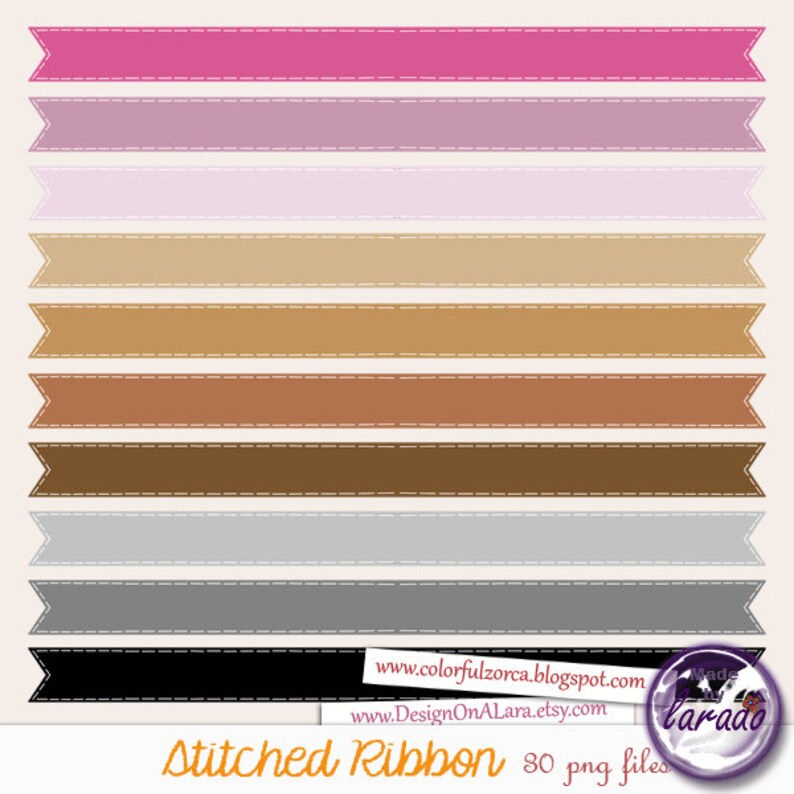 Stitched Ribbons Multicolored Ribbons Digital Ribbons - Etsy