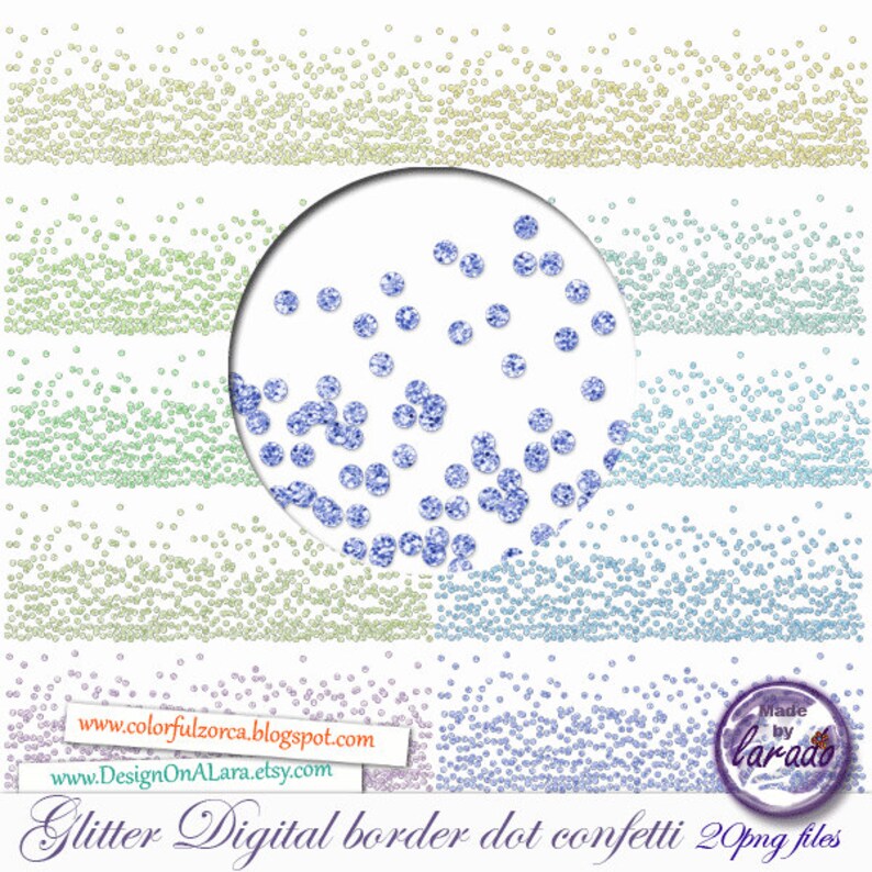 Glitter Digital Border Dot Confetti, Glitter Borders, Glitter Confetti ...