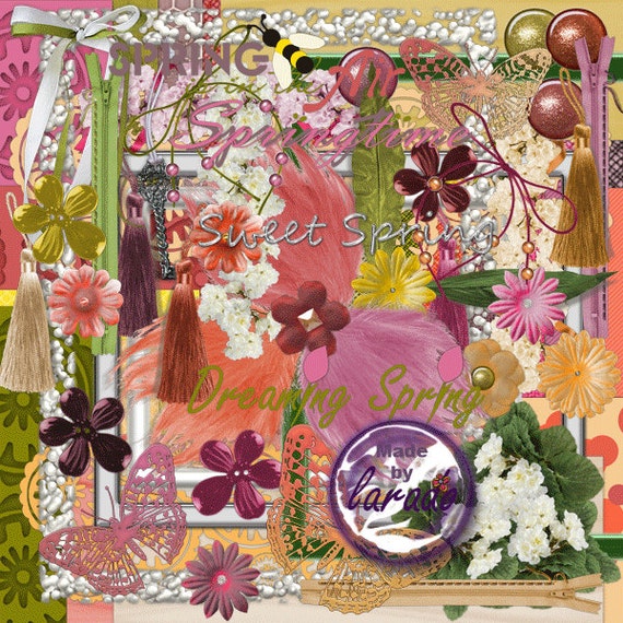 Items similar to Sweet Spring: Instant Download, Digital Scrapbook Kit ...