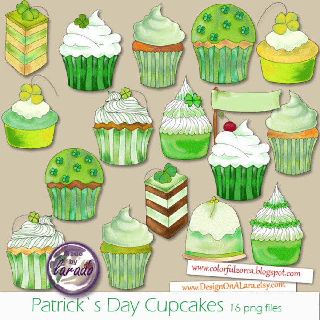 Patrick's Cupcakes Clipart, Irish Cupcakes Clip Art, Cupcakes Digital ...