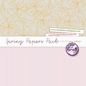 Spring Digital Paper Pack, Spring Patterns, Flower Patterns, Pink ...