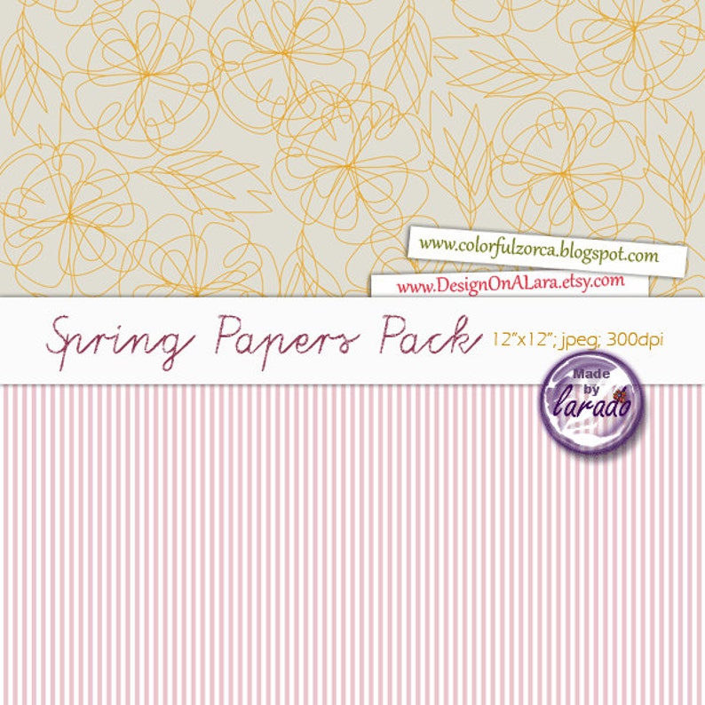 Spring Digital Paper Pack, Spring Patterns, Flower Patterns, Pink ...